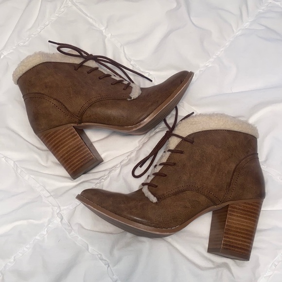 Restricted | Shoes | Restricted Fo Leather Furry Heal Booties | Poshmark